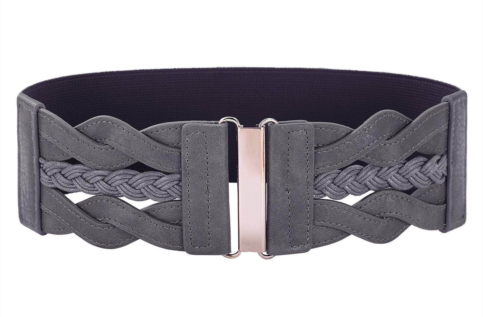 GRACE KARIN Women's Elastic Vintage Belt Stretchy Retro Wide Waist Cinch Belt(Pewter,S)