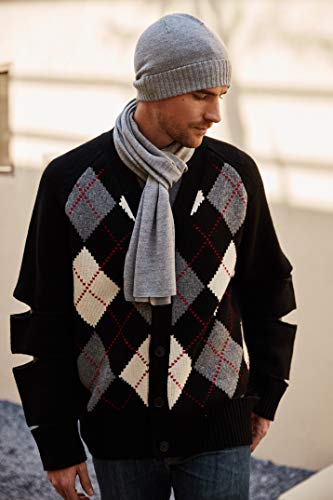 EURKEA 100% Merino Wool Winter Soft and Cozy Scarf for Men, Medium Grey, Free Size
