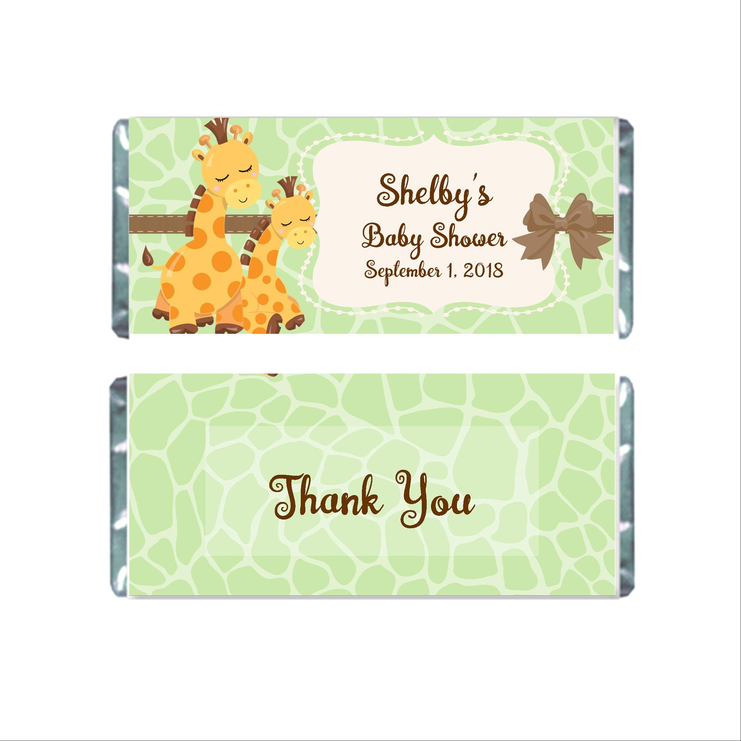 Giraffe Party Favors, Personalized Candy Wrappers, Pack of 20 Custom Chocolate Bar Labels