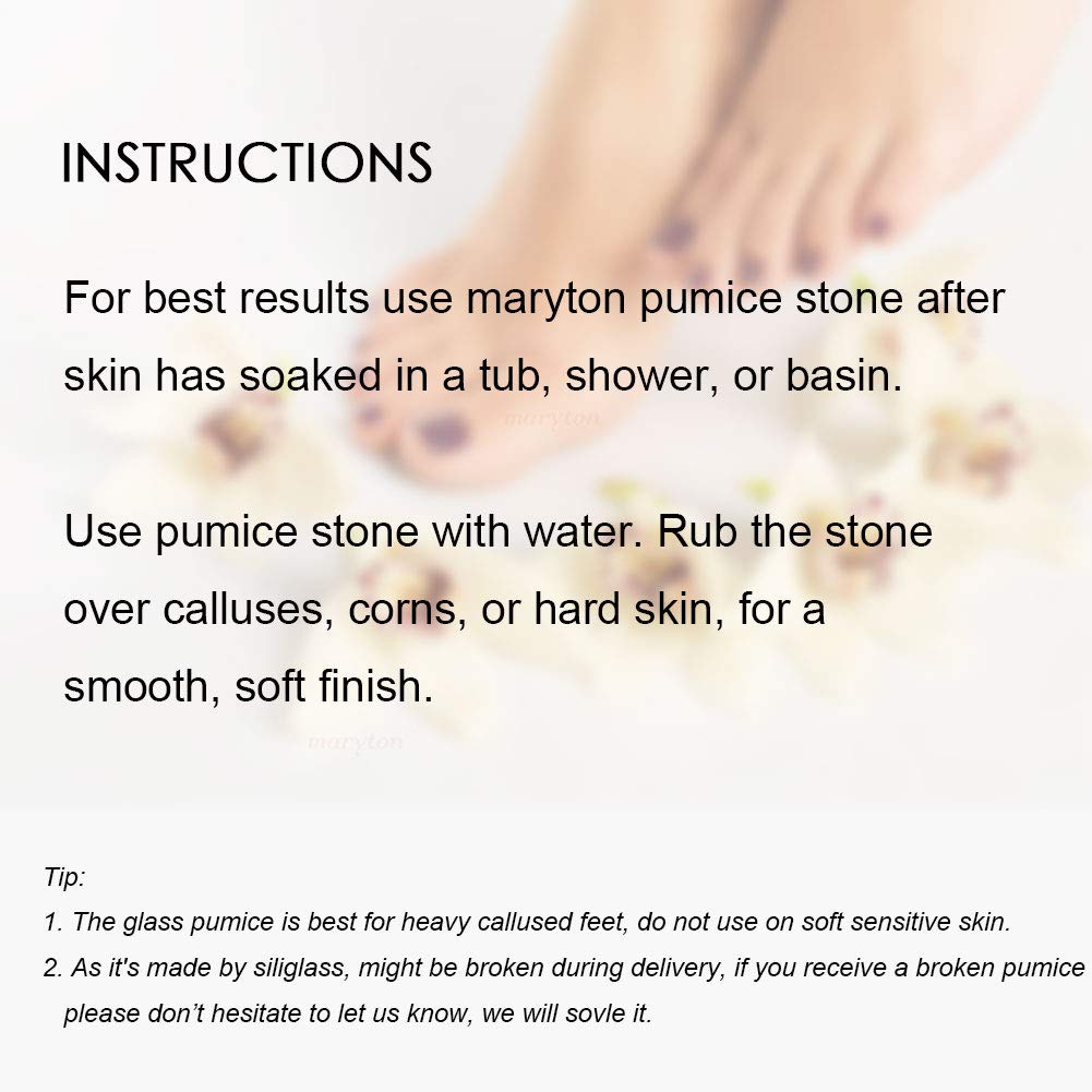 Maryton Glass Pumice Stone for Feet, Callus Remover and Foot Scrubber & Pedicure Exfoliator Tool Pack of 2
