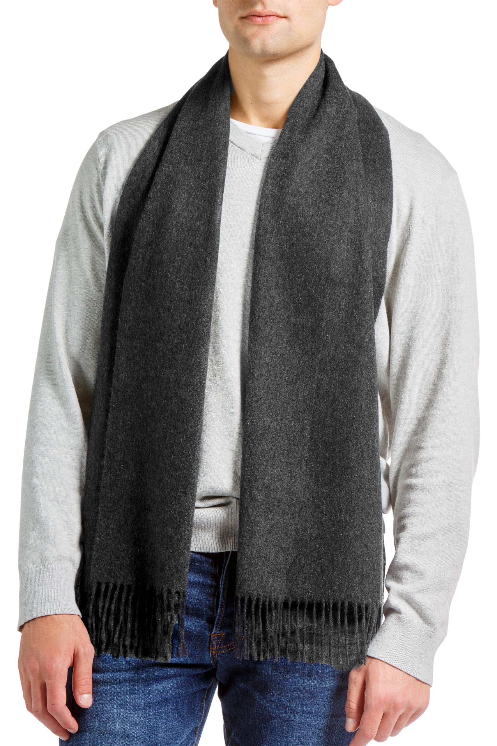 Fishers Finery Men's 100% Pure Cashmere Scarf, Warm Comfortable (Charcoal)