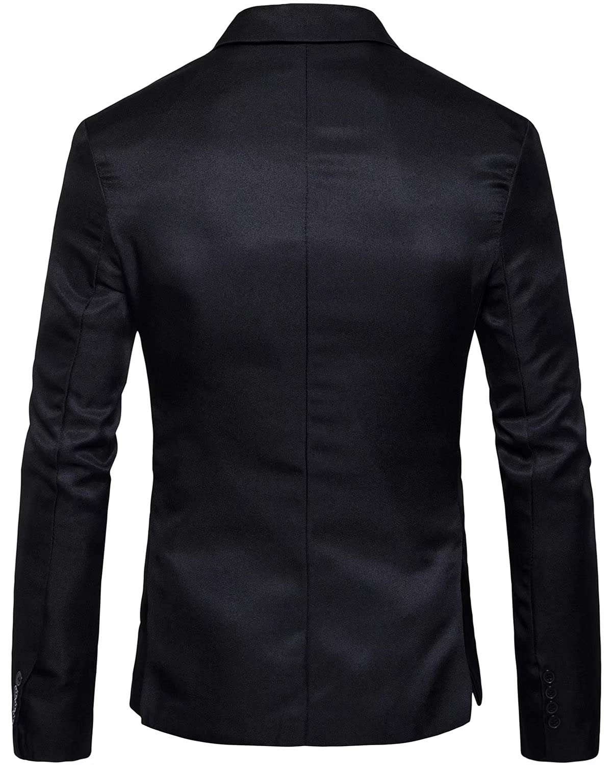 Men's Long Sleeves Peak Lapel Collar One Button Slim Fit Sport Coat Blazer, Black, 36 = Tag L
