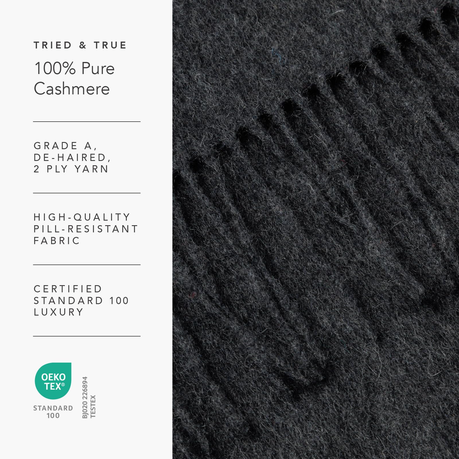 Fishers Finery Men's 100% Pure Cashmere Scarf, Warm Comfortable (Charcoal)