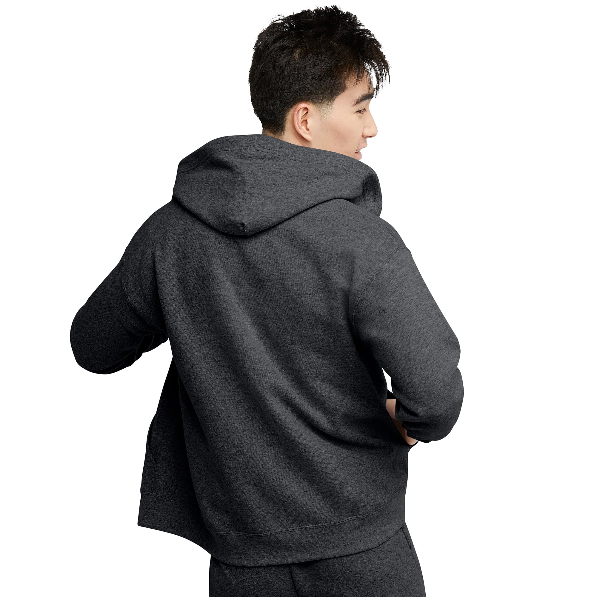 Hanes Mens Hoodie, Ecosmart Fleece Full-zip Zip-up For Hooded Sweatshirt, Charcoal Heather, X-Large US