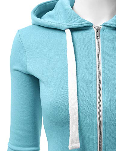 NINEXIS Lightweight Thin Zip-Up Hoodie Jacket for Women with Plus Size Aquablue XL
