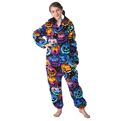Kids Hooded Onesie Pajamas Soft Flannel Cosplay Halloween Pajamas Costume Gift for Girls Boys Sunshine Galaxy 7-8 Years