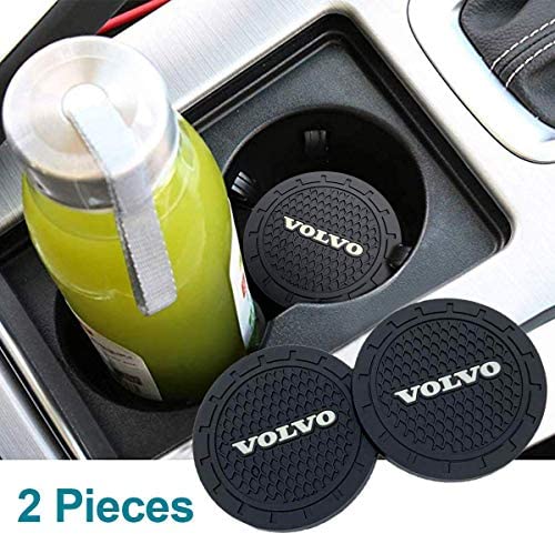 JDclubs 2.75 Inch Diameter Oval Tough Car Logo Vehicle Travel Auto Cup Holder Insert Coaster Can 2 Pcs Pack (fit Volvo)