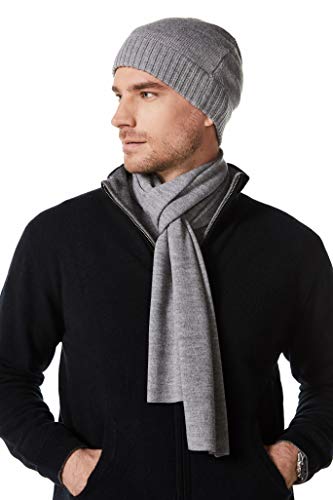 EURKEA 100% Merino Wool Winter Soft and Cozy Scarf for Men, Medium Grey, Free Size