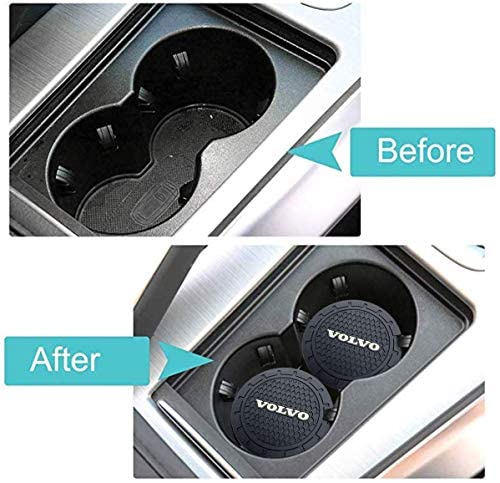 JDclubs 2.75 Inch Diameter Oval Tough Car Logo Vehicle Travel Auto Cup Holder Insert Coaster Can 2 Pcs Pack (fit Volvo)