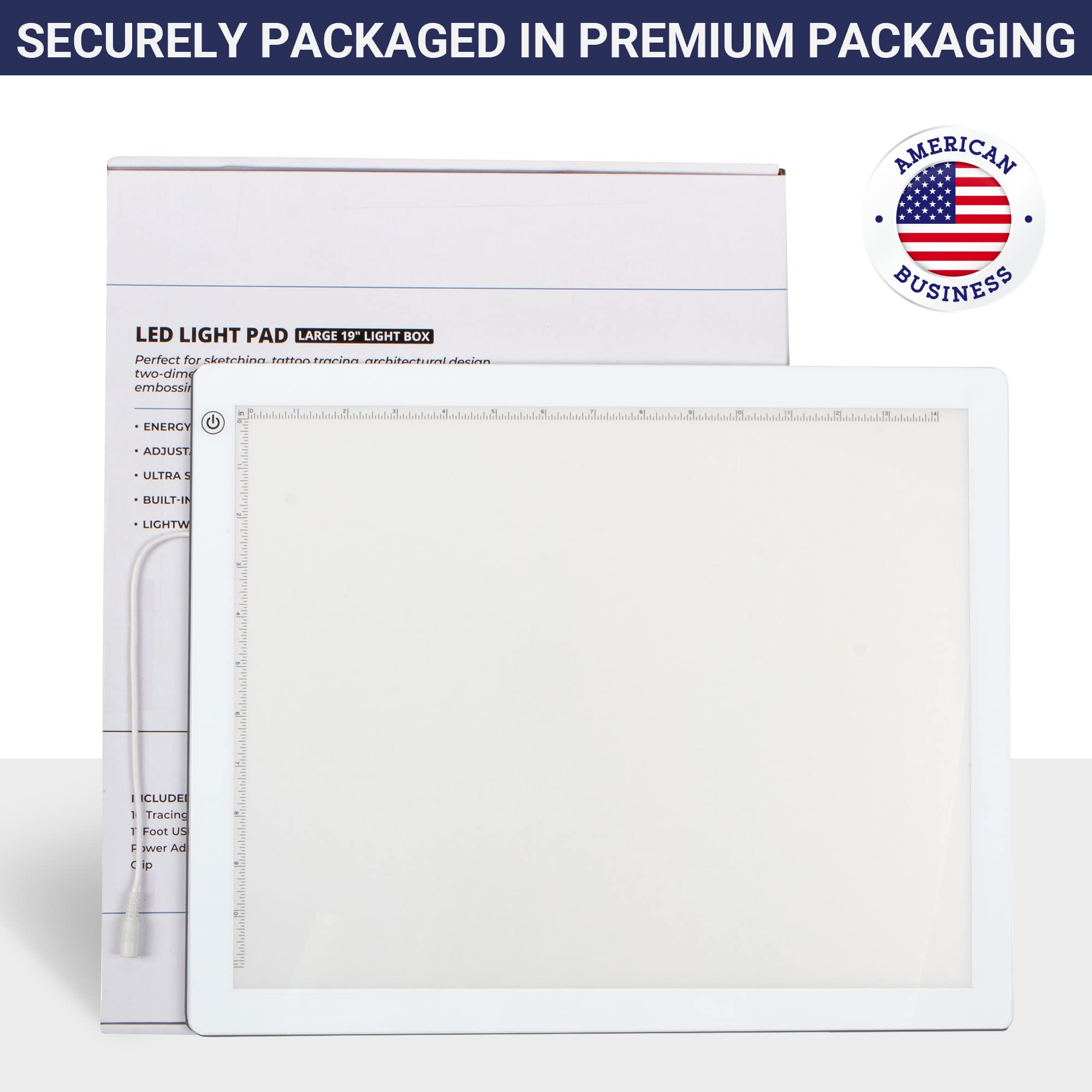 LED Tracing Light Box, 19" Ultra-Thin Light Pad with Adjustable Brightness, Includes USB Cable, Adapter, Paper, and Clip. Portable Drawing Board for Sketching, Cricut Projects, and More