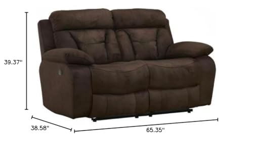 Betsy Furniture Microfiber Fabric Recliner Loveseat in Brown, Pillow Top Backrest and Armrests 8005 (1, Loveseat)