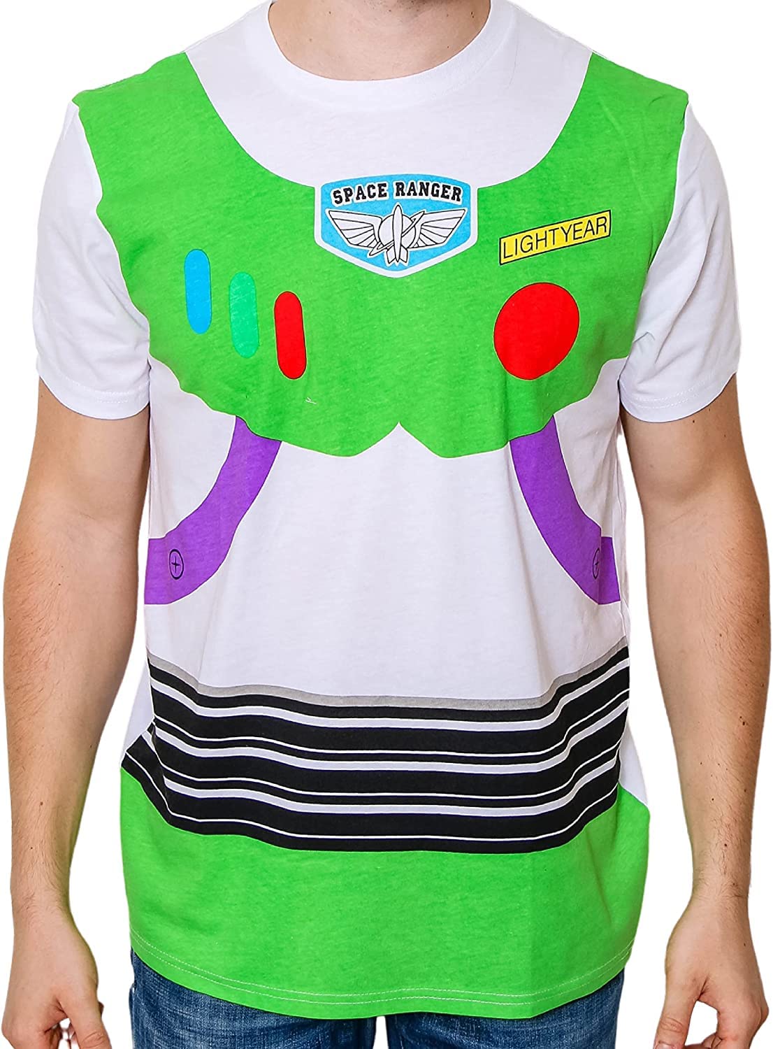 Toy Story Buzz Lightyear Astronaut Costume Adult T-Shirt (XSM, White)