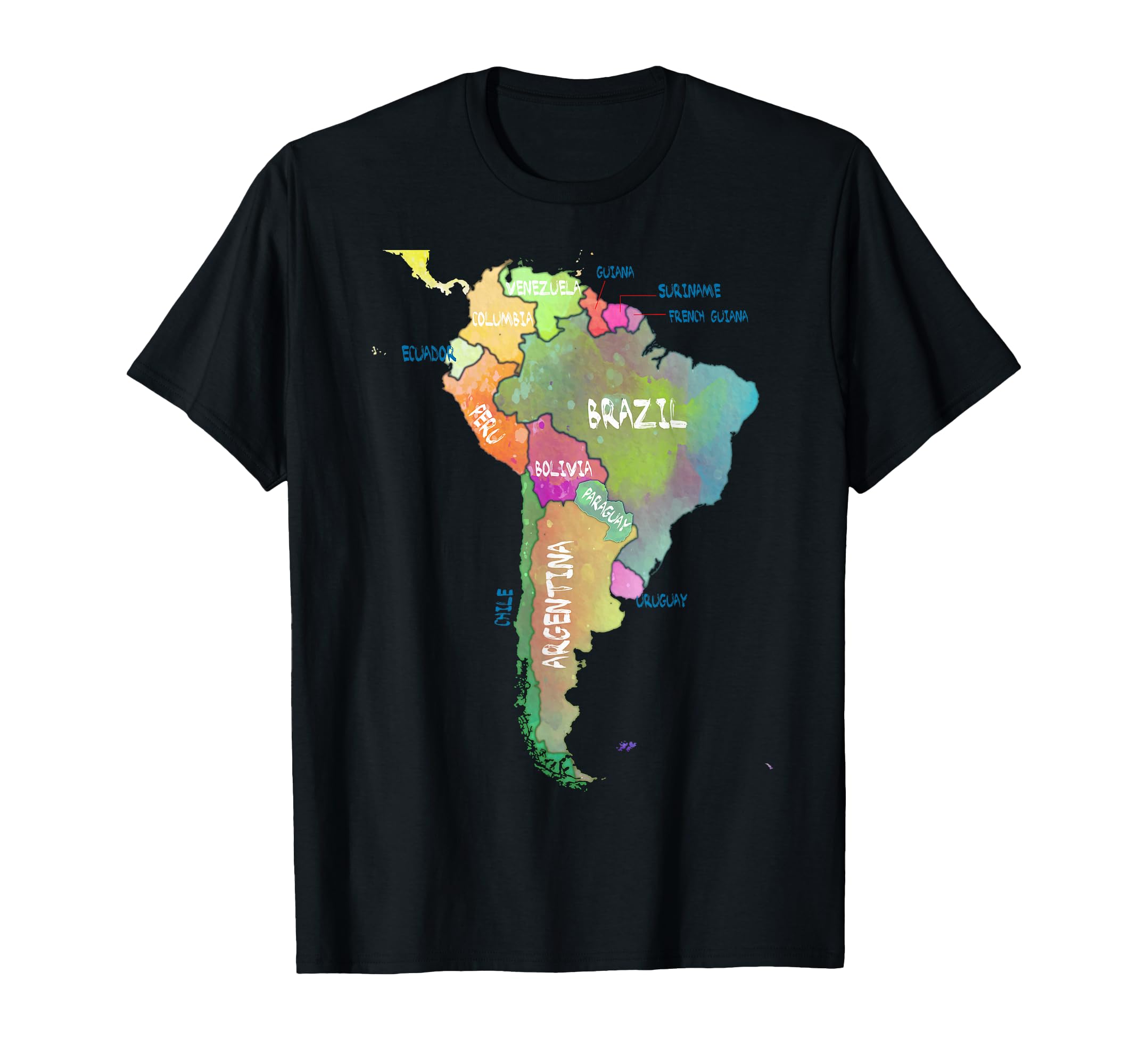 Watercolour map of South America TShirt Brazil Argentina T-Shirt