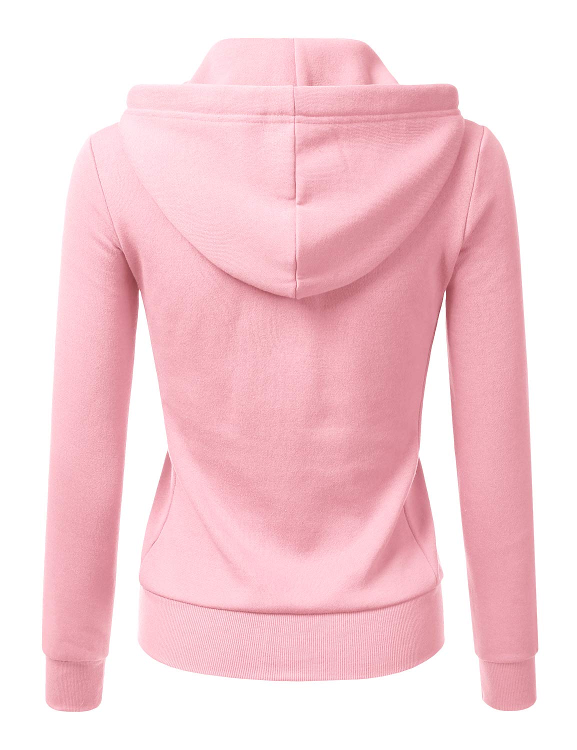 NINEXIS Women's Casual Color Block Jersey Full Zip Fleece Hoodie Jacket with Pocket Candypink XL
