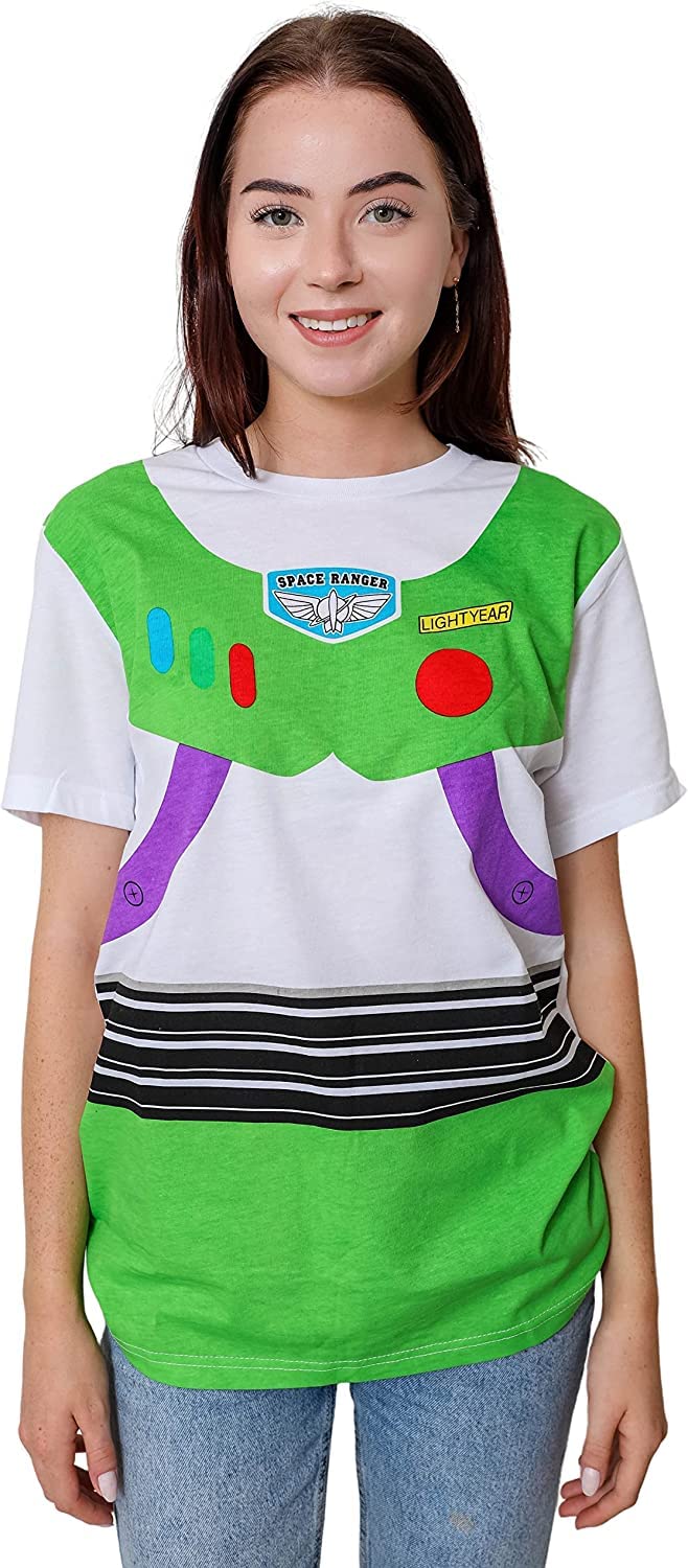 Toy Story Buzz Lightyear Astronaut Costume Adult T-Shirt (XSM, White)