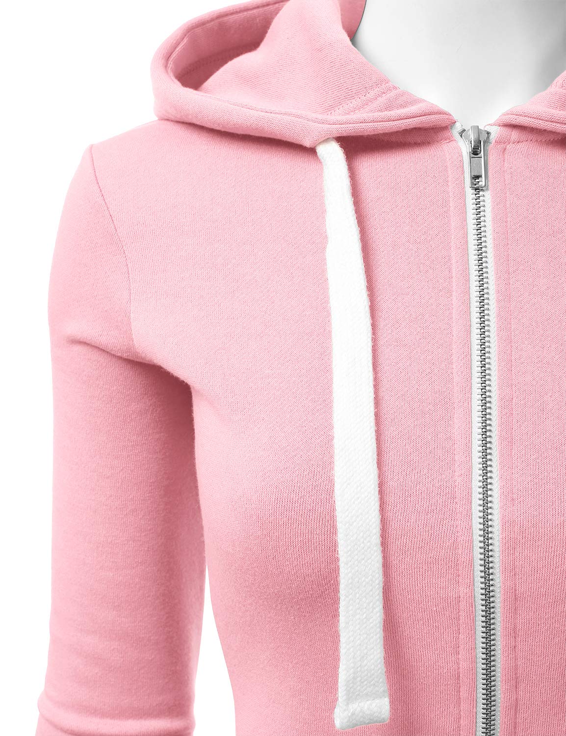 NINEXIS Women's Casual Color Block Jersey Full Zip Fleece Hoodie Jacket with Pocket Candypink XL