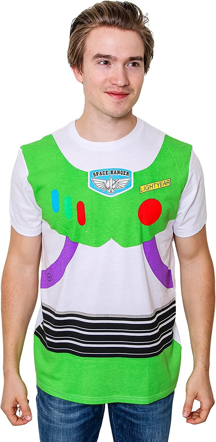 Toy Story Buzz Lightyear Astronaut Costume Adult T-Shirt (XSM, White)