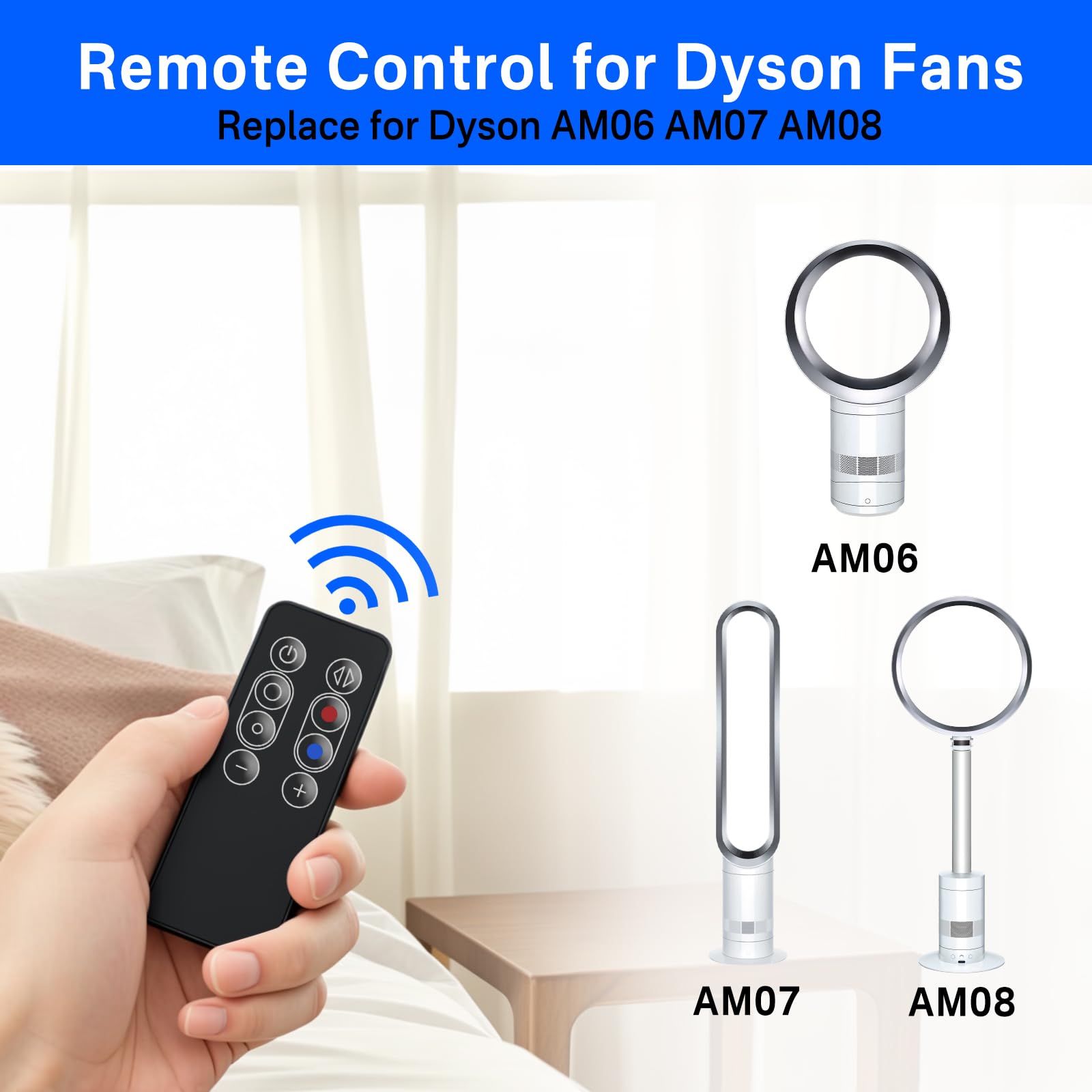 Replacement Remote For Dyson AM08 AM07 AM06 AM05 AM04 Fan Remote Control Part Number 965824-01 965824-02 965824-03 With Battery
