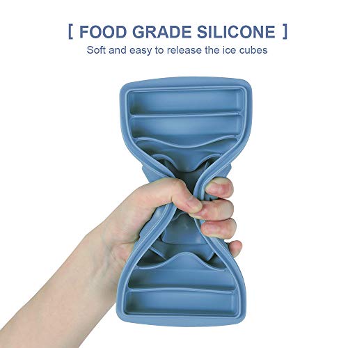 Silicone Narrow Ice Stick Cube Trays with Lids, Easy Push and Pop Out Material, Ideal for Sports and Water Bottles,Blue and Gray