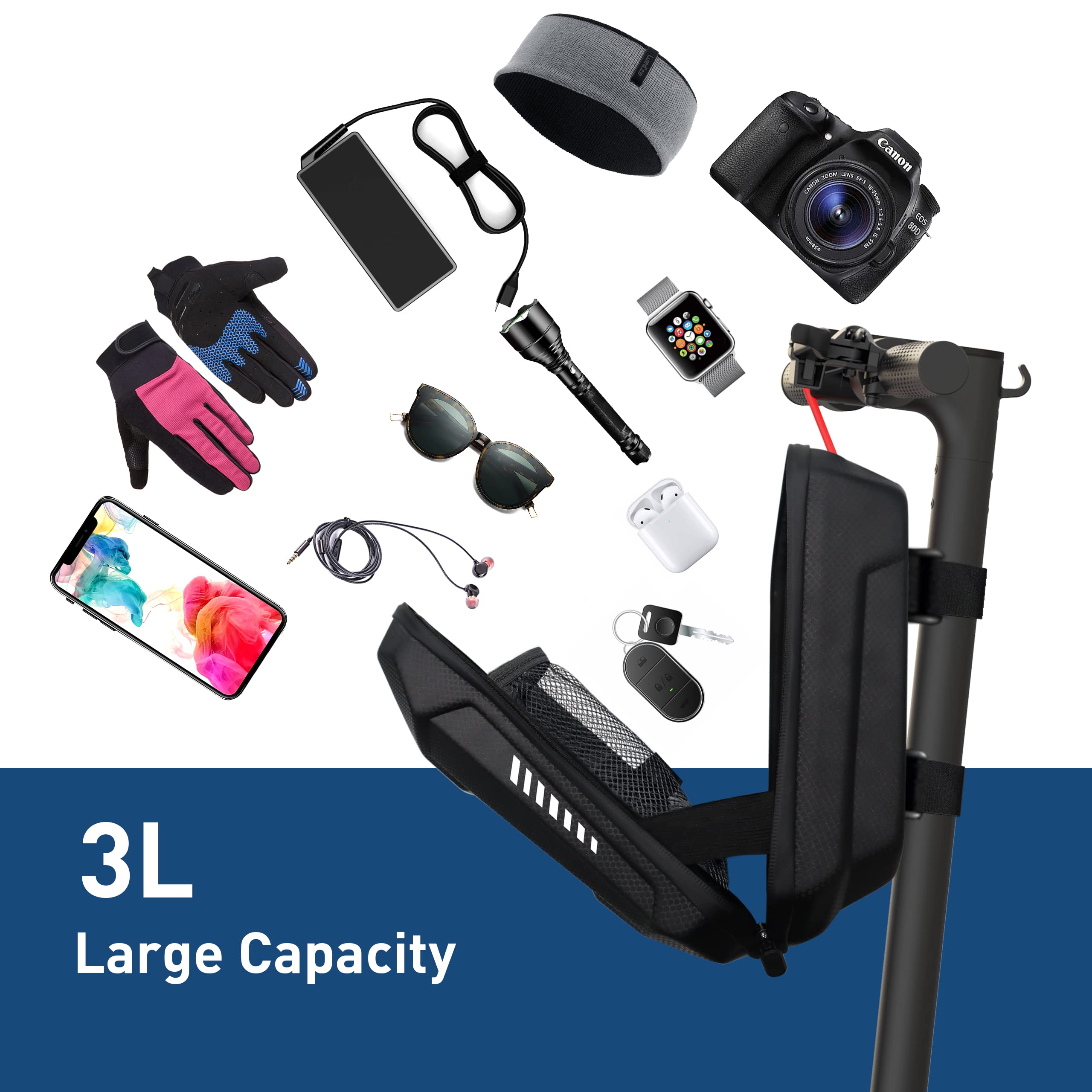 Hiboy Waterproof and Stable Handlebar Bag for Electric Scooter/Electric Bike/Bicycle/Motorcycle,3L Large Capacity
