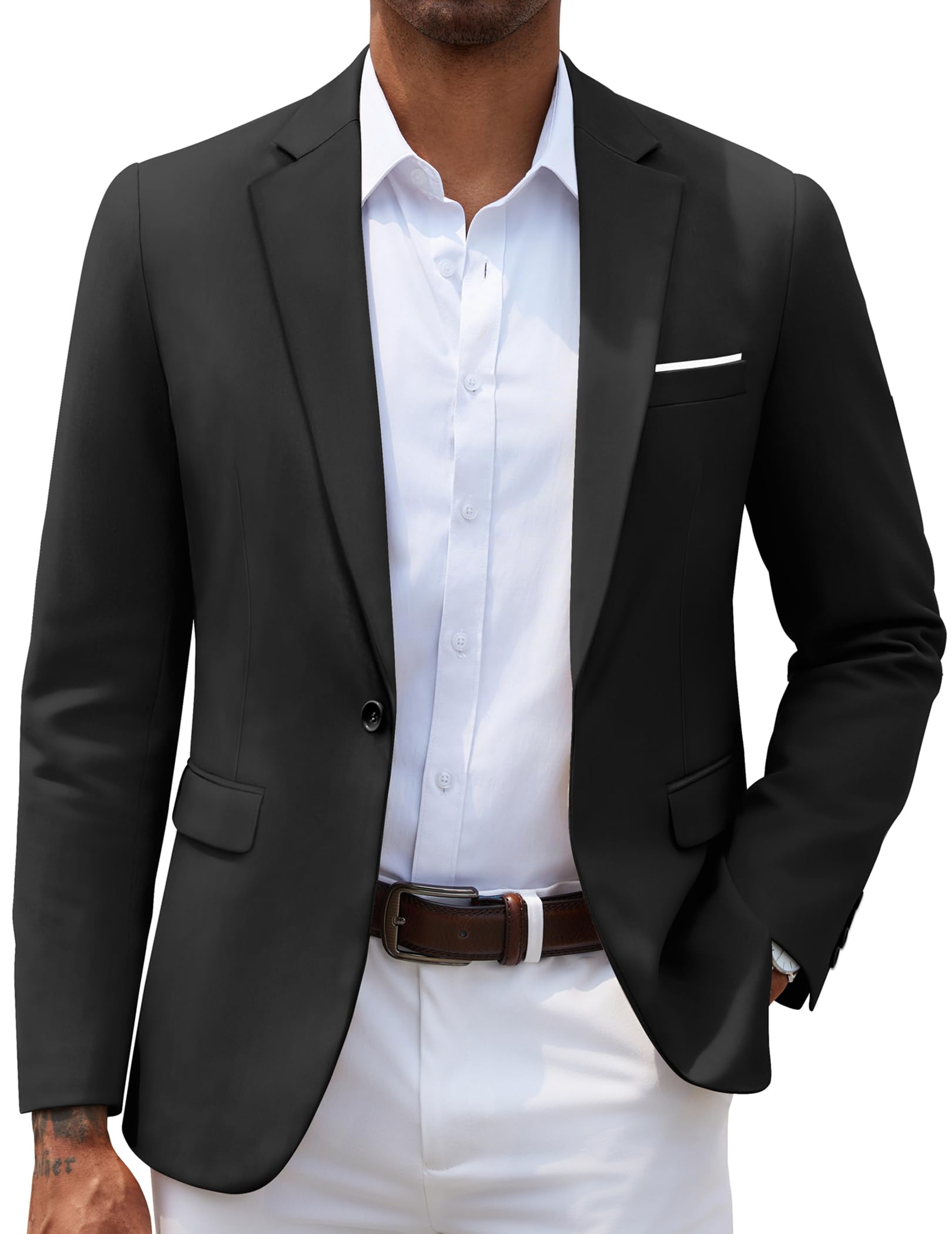 COOFANDY Men's Slim Fit Casual Blazers Lightweight Sport Coats One Button Suit Jackets Black