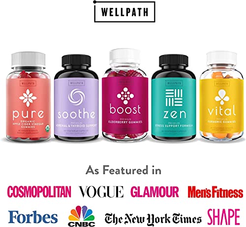 WellPath Vital Turmeric Gummies + Ginger - Joint Support Curcumin Supplement, Turmeric Curcumin C3 Complex, Tasty Alternative to Capsules, Turmeric & Ginger Root, Tropical Flavor Chews, Vegan, 60 Ct