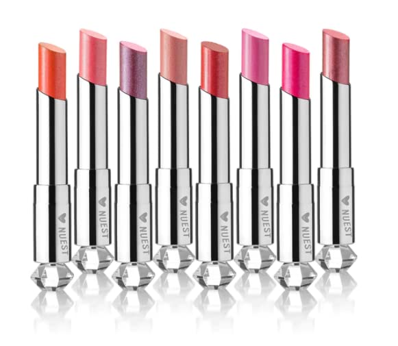 Diamond Shine Metallic Sparkle Lip Color with Vitamin E by Nuest Cosmetics, Easy Application, High Pigment Full Coverage in 8 Glittery Shades, Cruelty Free, Vegan (Glazed Pink)