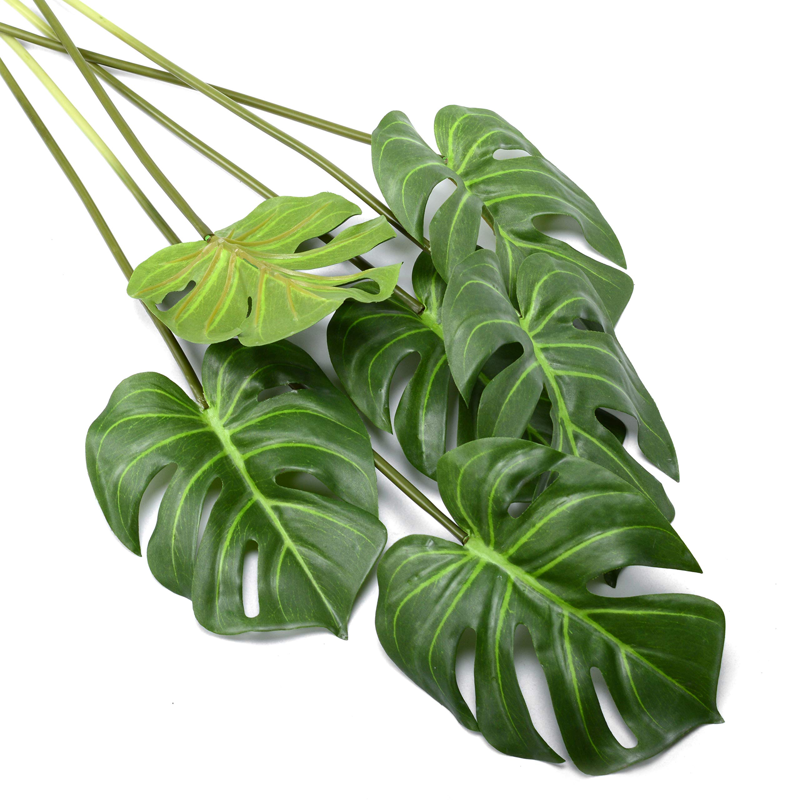 DVGUN 6 Pack Artificial Palm Plants Leaves Faux Turtle Leaf Fake Tropical Large Palm Tree Leaves Imitation Leaf Artificial Plants for Home Kitchen Party Flowers Arrangement Wedding Decorations