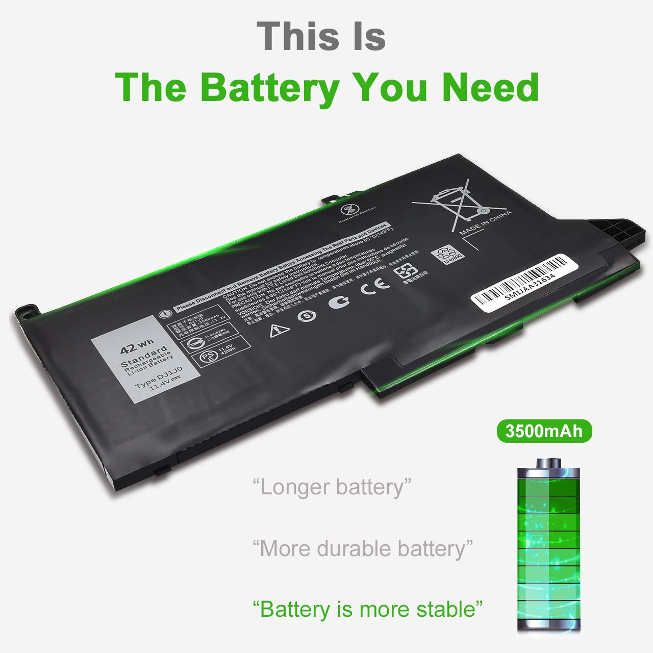 KAQIAR New DJ1J0 7280 42Wh Battery Compatibel with Dell Latitude 12 7000 7480 7290 E7280 E7290 7380 7390 E7380 E7390 7480 7490 E7480 E7490 Series Notebook,P/N: DJ1J0 PGFX4 ONFOH 451-BBZL