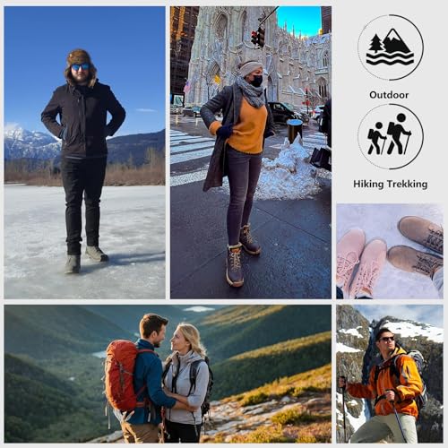 Mishansha Winter Boots for Men Women Waterproof Snow Boots Warm Lined Non Slip Hiking Boot Black 11.5 Women/10 Men