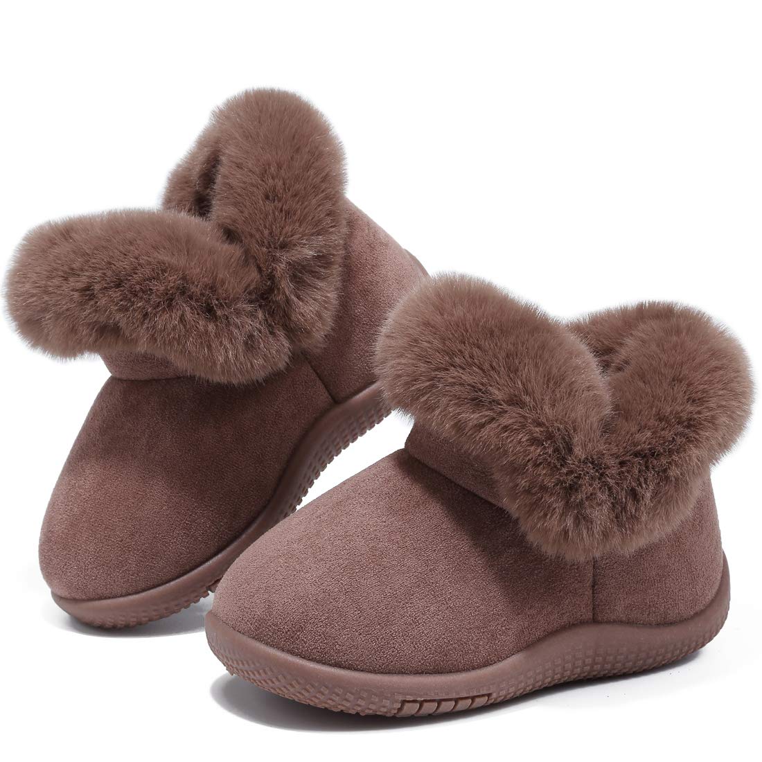 KEESKY Toddler Girl Winter Boots Size 3.5 Fur Lined Warm Winter Shoes for Baby Girls
