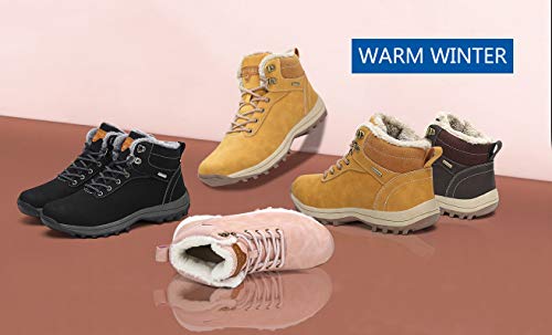 Mishansha Winter Boots for Men Women Waterproof Snow Boots Warm Lined Non Slip Hiking Boot Black 11.5 Women/10 Men