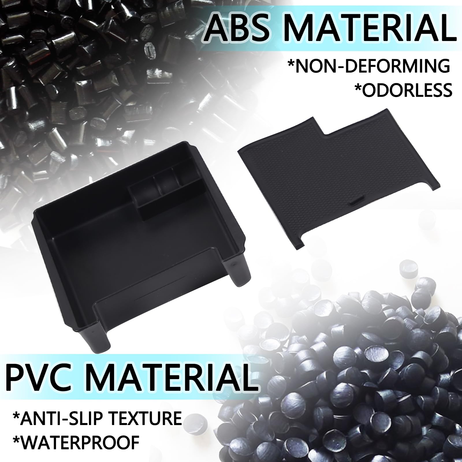 Black Armrest Storage Box Center Console Organizers Phone Tray with Mat and Logo Fit for Volvo S60 S60L V60 XC60 2009-2017