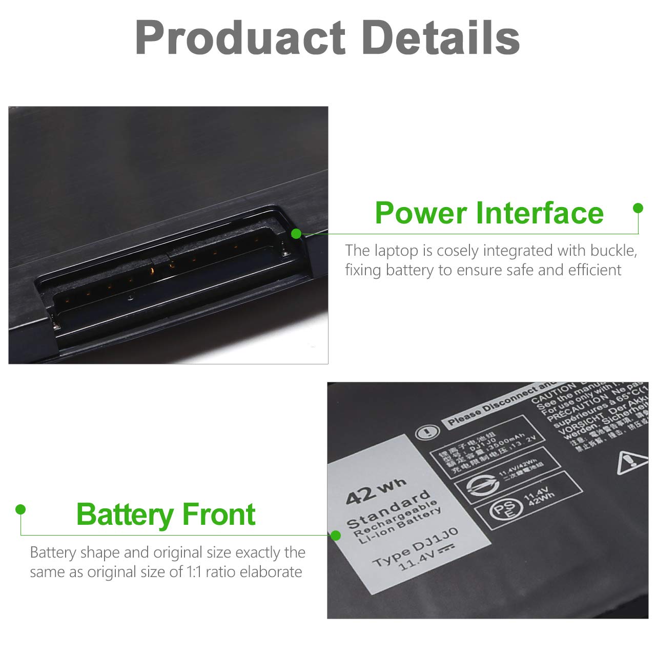 KAQIAR New DJ1J0 7280 42Wh Battery Compatibel with Dell Latitude 12 7000 7480 7290 E7280 E7290 7380 7390 E7380 E7390 7480 7490 E7480 E7490 Series Notebook,P/N: DJ1J0 PGFX4 ONFOH 451-BBZL