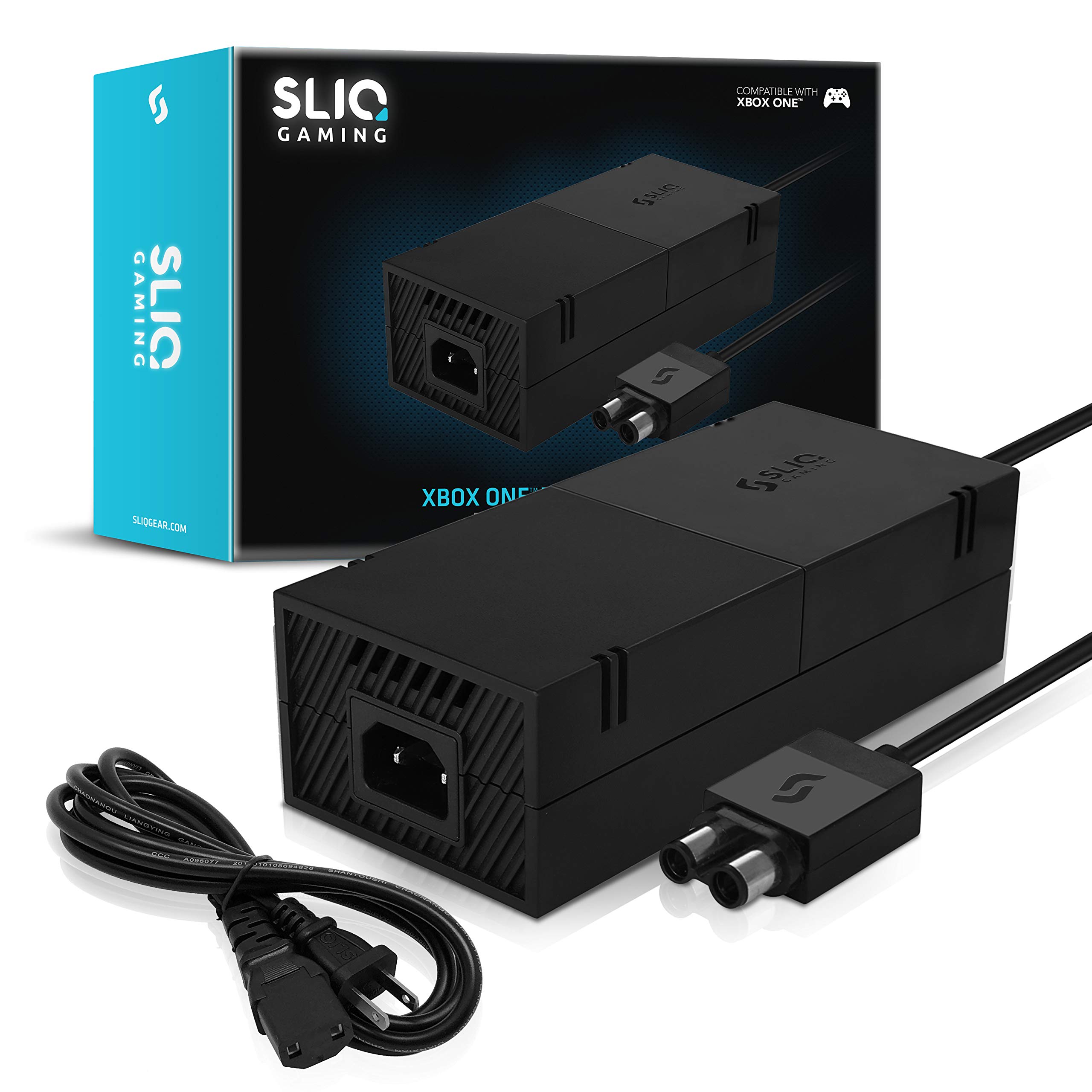 Sliq Gaming Xbox One Power Supply Brick with Power Cable Replacement for Xbox One - Original Built - 100-240V Auto Voltage AC Adapter - Includes 1-Year Warranty - USA Brand