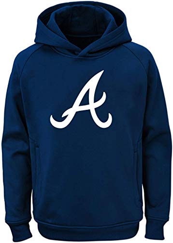 MLB Youth 8-20 Polyester Performance Primary Logo Pullover Sweatshirt Hoodie & T-Shirt 2 Pack Set (10-12, Atlanta Braves)