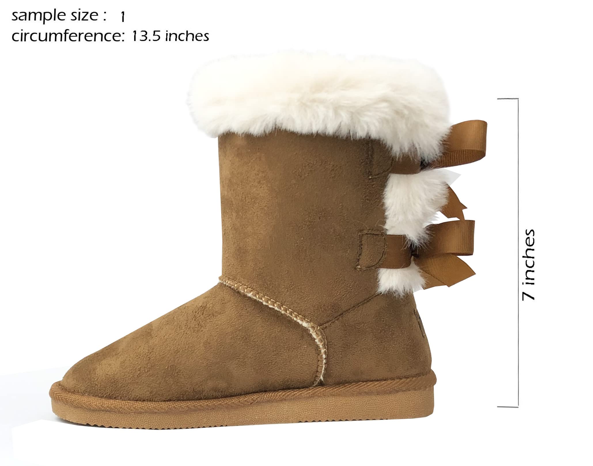 REDVOLUTION New Kids Classic Snow Boots Faux Fur Midcalf Outdoor Boots (Big Kid) (450 camel, numeric_2)