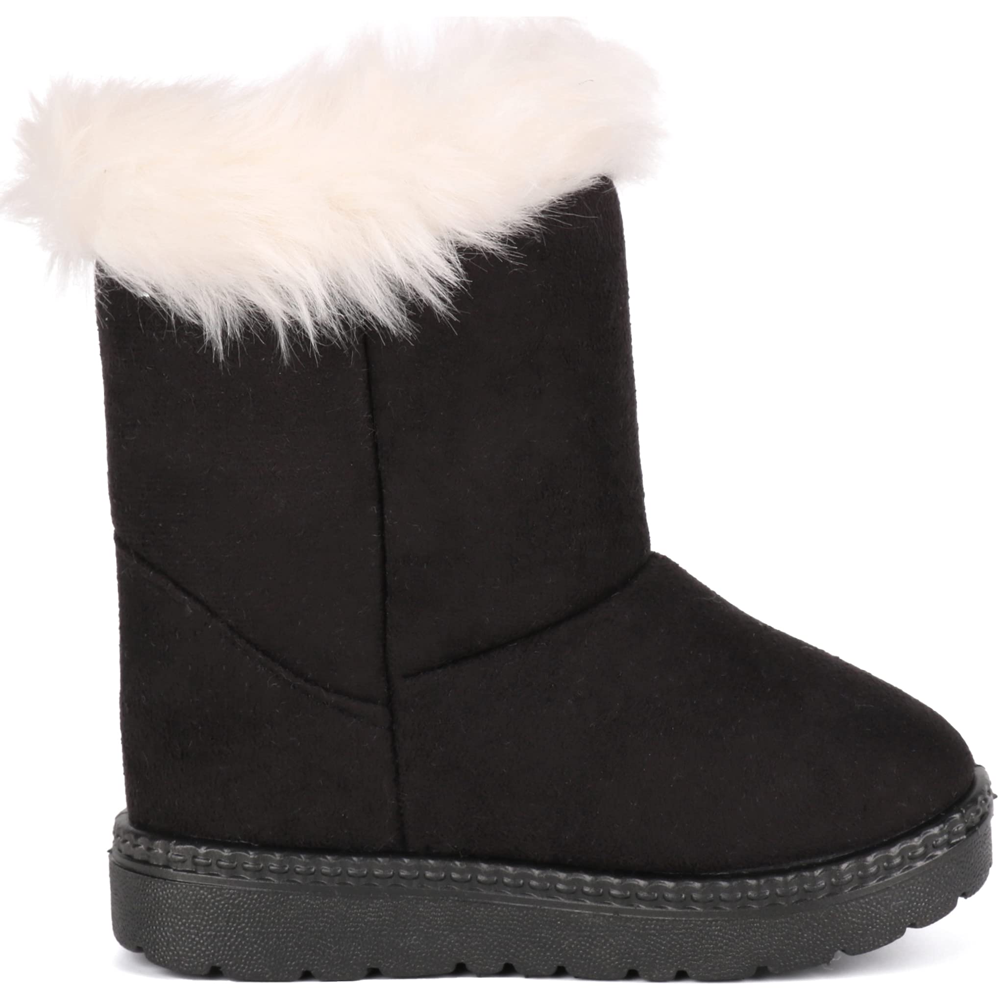 Femizee Toddler Girls Boots Warm Winter Snow Boots for Kid Boys Flat Button Size 8 Toddler,Black 26