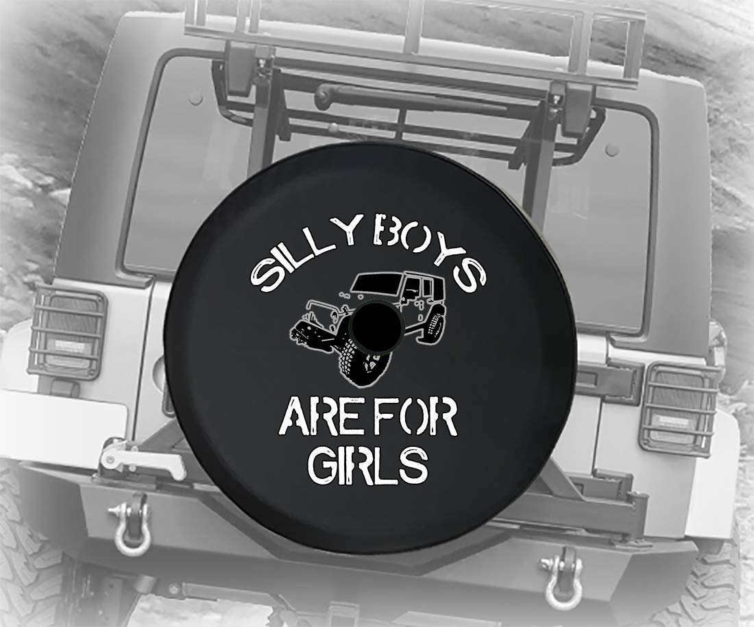 Silly Boys These are for Girls Off Road 4x4 Girl Rough Terrain Driver Free Spirit Travel JL Spare Tire Cover with Backup Camera Hole Black Size 32 Inch