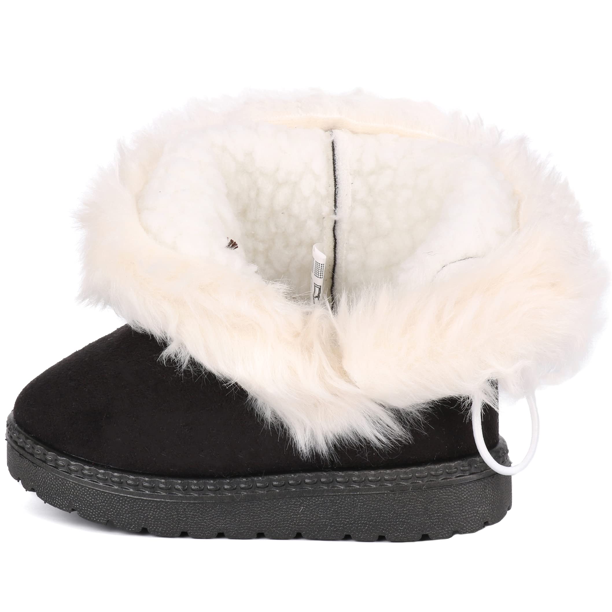 Femizee Toddler Girls Boots Warm Winter Snow Boots for Kid Boys Flat Button Size 8 Toddler,Black 26