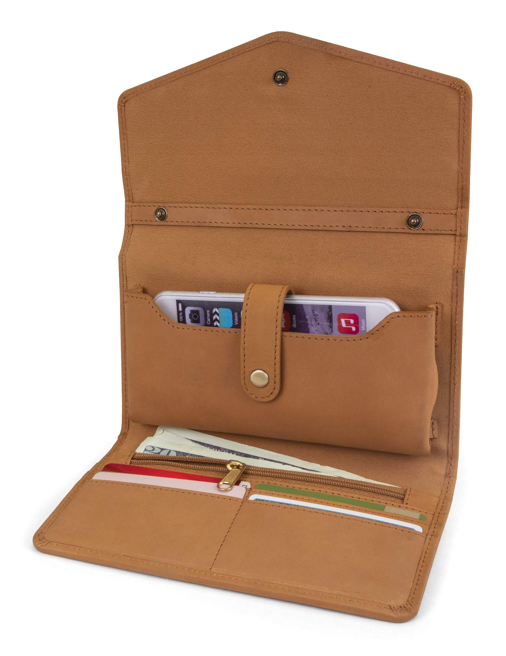 Timberland RFID Leather Wallet Phone Bag with Detachable Crossbody Strap, Wheat (Nubuck)