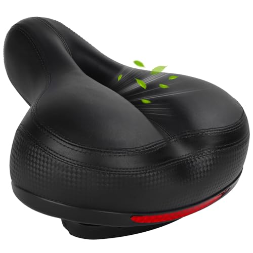TONBUX Memory Foam Bike Seat Cushion for Men & Women - Waterproof Bicycle Saddle with Comfortable Faux Leather Cover, Universal Fit for Road, Hybrid, Commuter Bikes