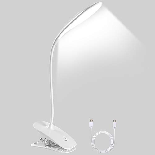 URAQT LED Desk Lamp with Clamp,LED Desk Lamp for Home Office 360° Flexible Adjustable Arm Touch Table Lamp with 3 Brightness Levels Gooseneck Desk Lamp Cordless Rechargeable Dimmable Desk Light
