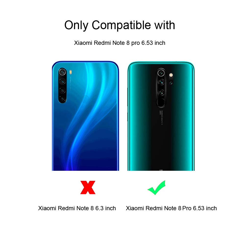 Avesfer for Xiaomi Redmi Note 8 Pro Case with Screen Protector Tempered Glass Ring Holder Kickstand Shock Absorbing TPU Phone Cover Ring Holder Kickstand Scratch Resistant Carbon Fiber (Black)