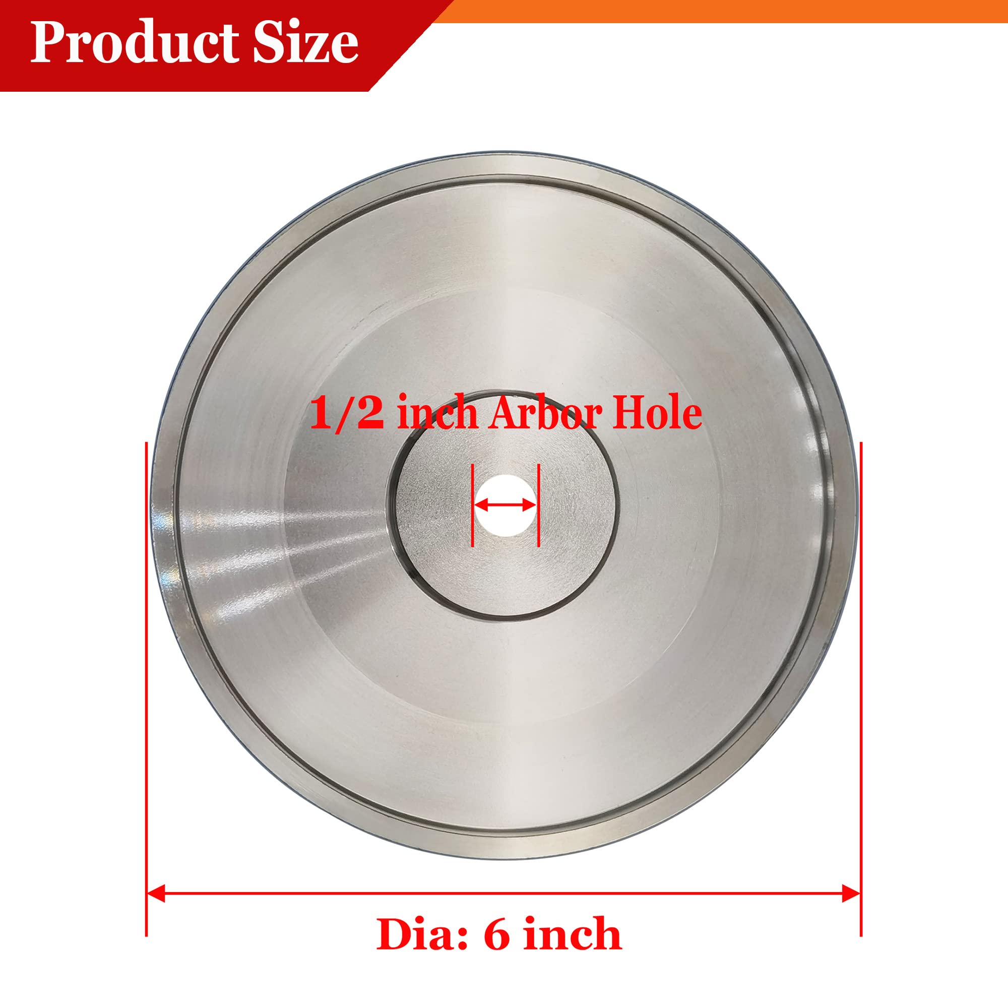 GYTYCATAH CBN Grinding Wheel, Dia 6" x 1" Wide with 1/2" Arbor, Diamond Grinding Wheel for Sharpening High Speed Steel, Grit 80