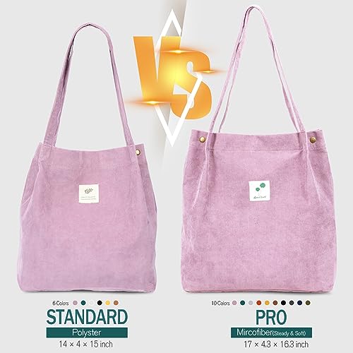 Cloele Corduroy Tote Bag for Women Shoulder Bag with Inner Pocket For Work Beach Lunch Travel And Shopping Grocery (Grey)