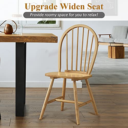 Giantex Set of 4 Windsor Chairs, Wood Dining Chairs, French Country Armless Spindle Back Dining Chairs, Farmhouse Kitchen Dining Room Chairs, Oak