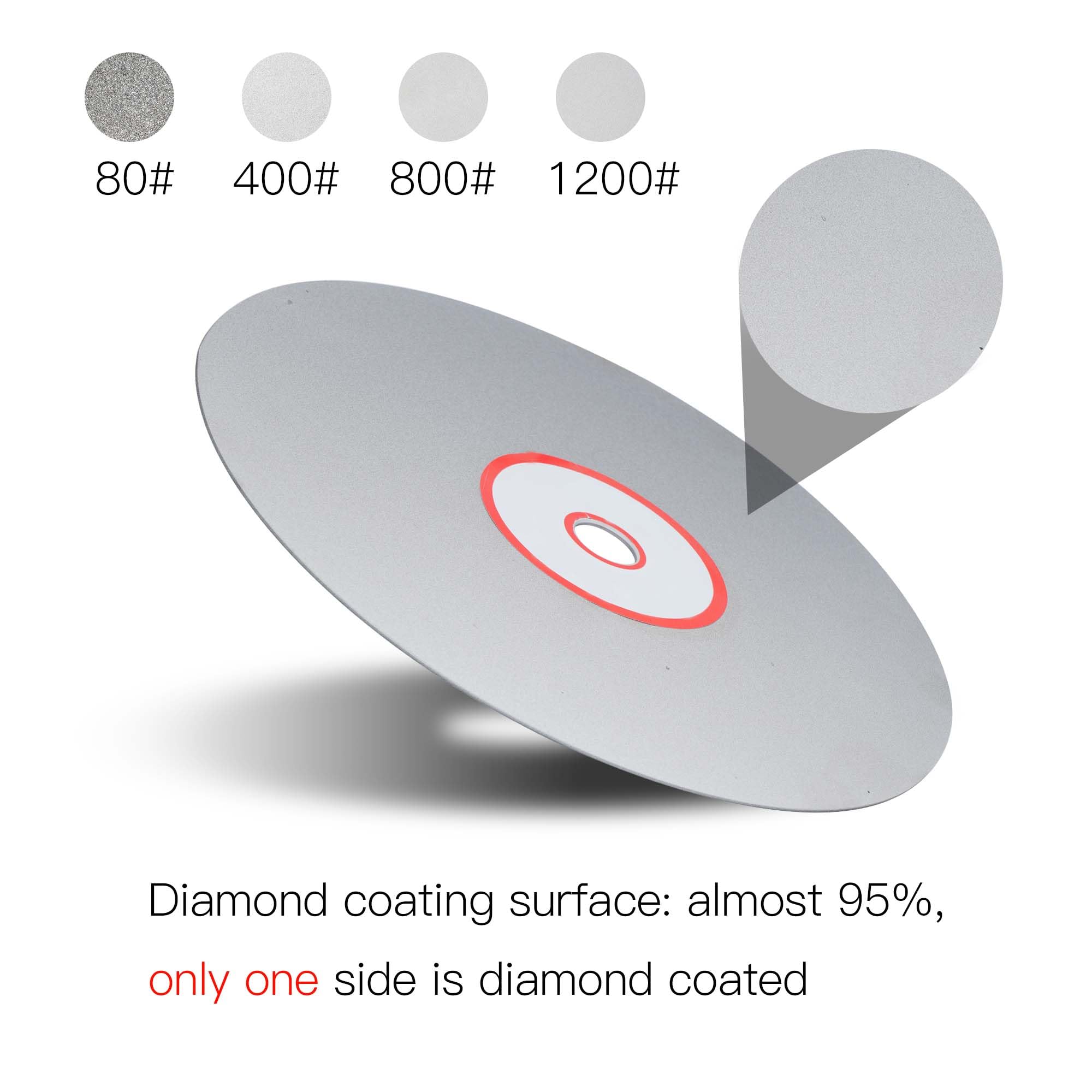 awliye 4Pcs Diamond Grinding Disc, 6" x 1/2" Arbor Grinder Disc Sanding Discs, Flat Lap Wheel Diamond Polishing Disc Set 80/400/800/1200 Grit Lapping Grinding Tools for Gemstone Glass Rock Ceramics