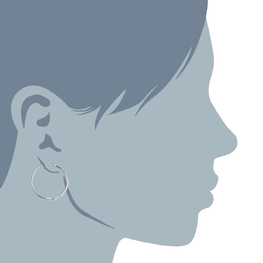 14k REAL White Gold 20MMx2.0MM Thickness Classic Polished Round Tube Hoop Earrings with Snap Post Closure For Women