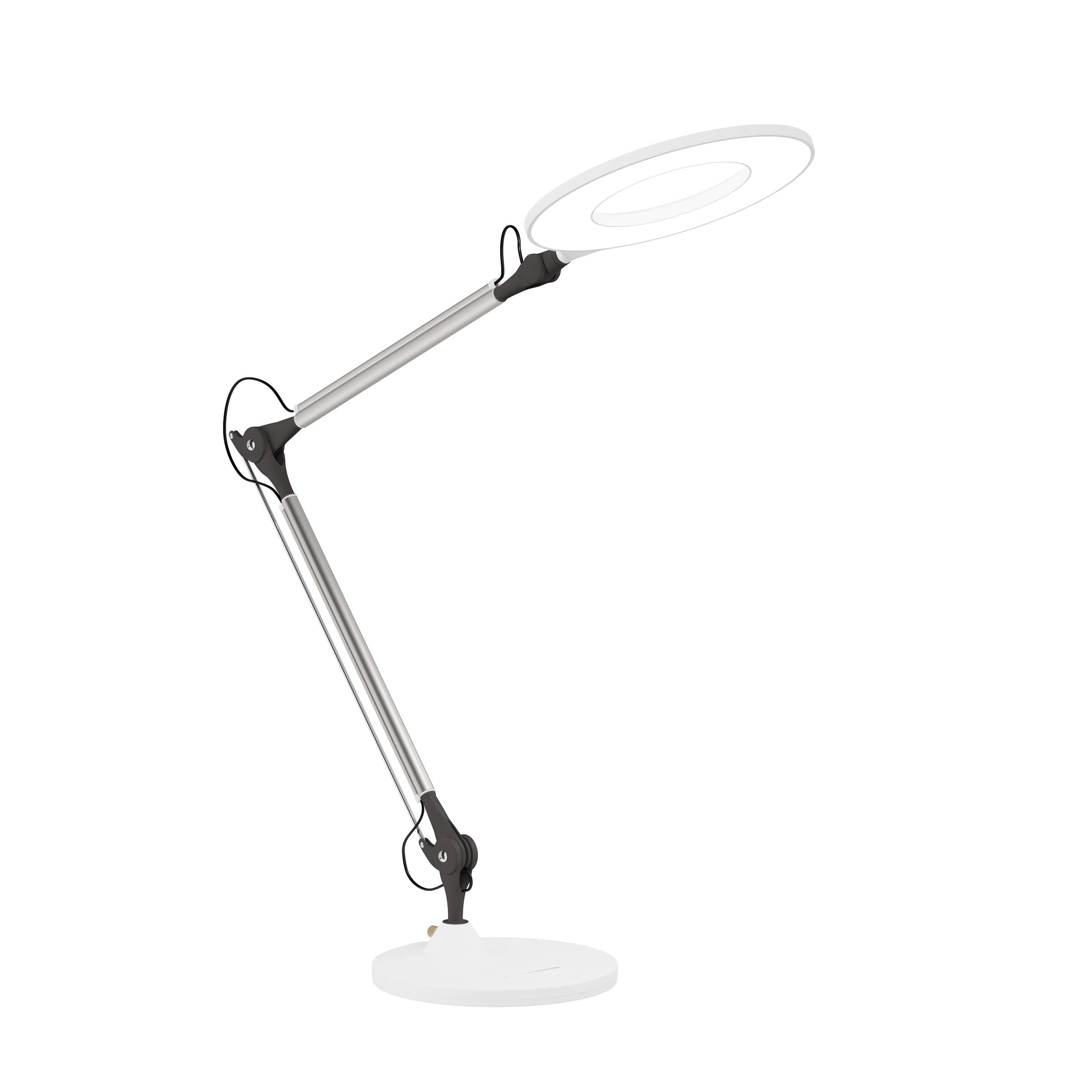 Lavish Home LED Desk Lamp - Swing Arm Architect Lamp - Adjustable Natural Sun Lighting for Home Office, Bedroom, or Dorm Room (White)